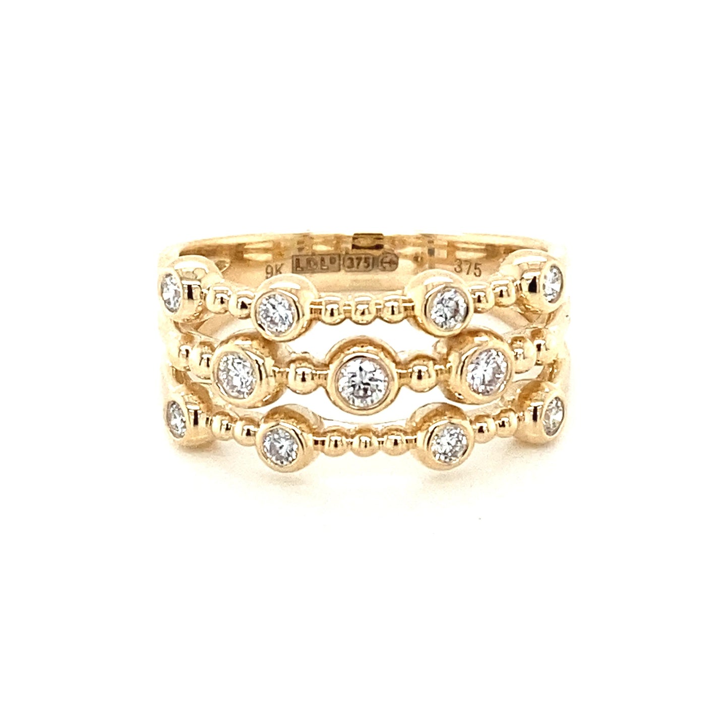 Yellow Gold Triple Band Diamond Ring – Gardiner Brothers