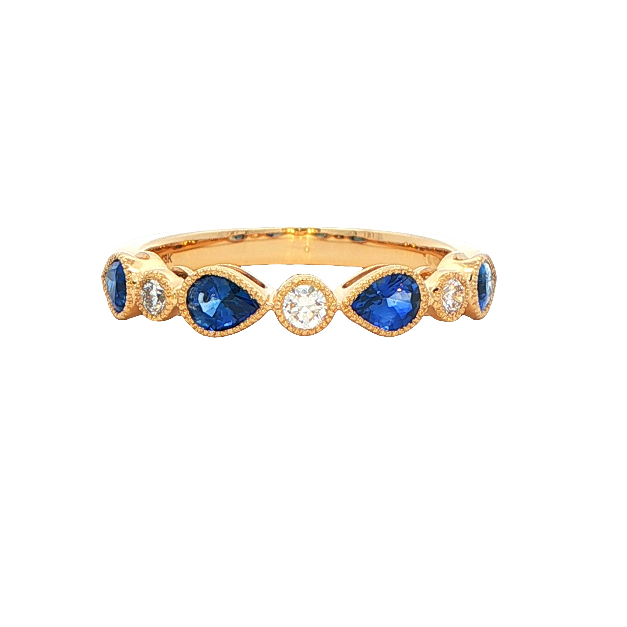Pear Sapphire and Diamond Vintage Style Eternity Ring – Gardiner Brothers